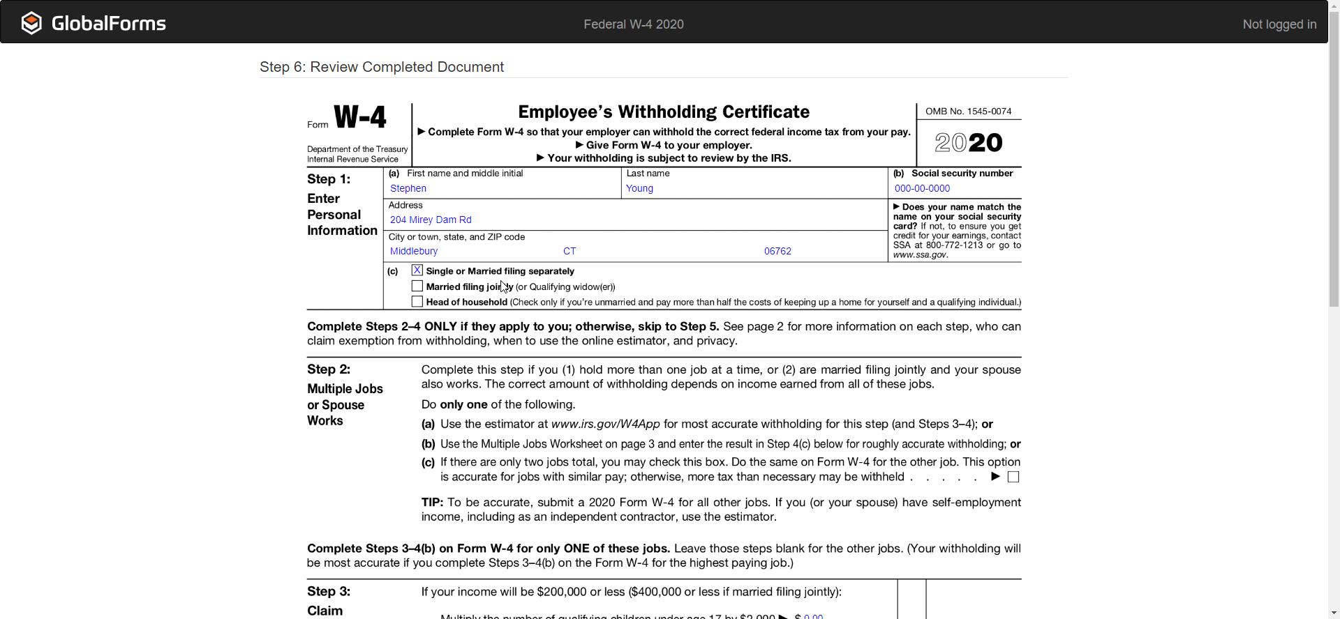 HR - Federal W-4 Form