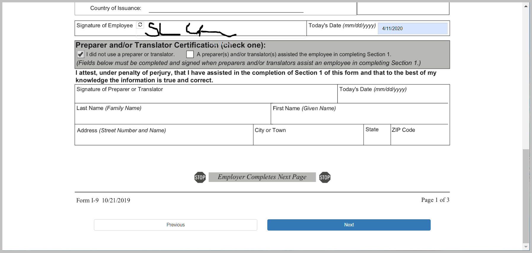 HR - Federal I-9 Form