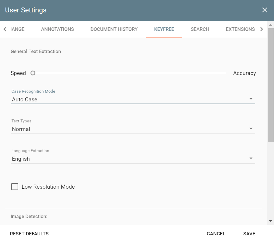 KeyFree OCR Settings