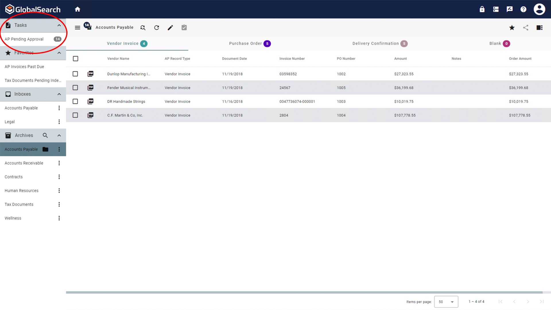 GlobalAction Tasks