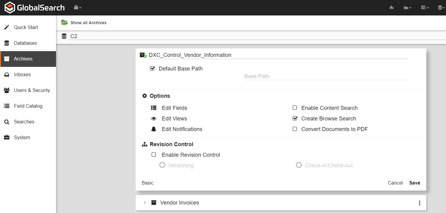 Creating a Data XChange From a Master Control Archive