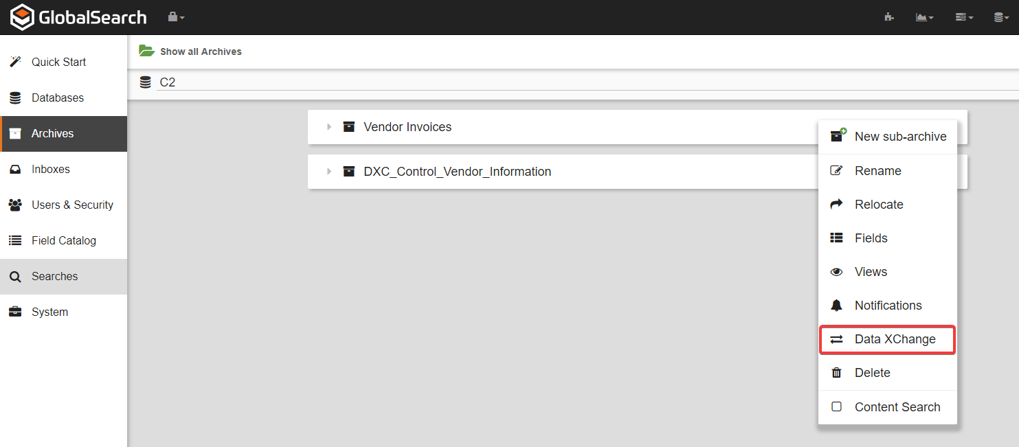 Creating a Data XChange From a Master Control Archive
